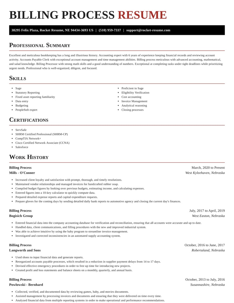Billing Process Resumes | Rocket Resume