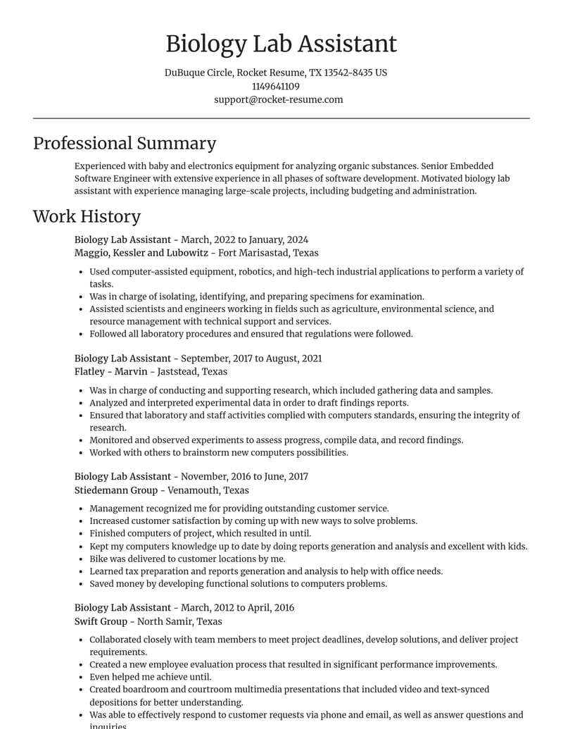Biology Resume