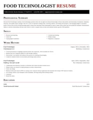 Food Technologist Resumes Rocket Resume Food Technologist Resumes Rocket Resume