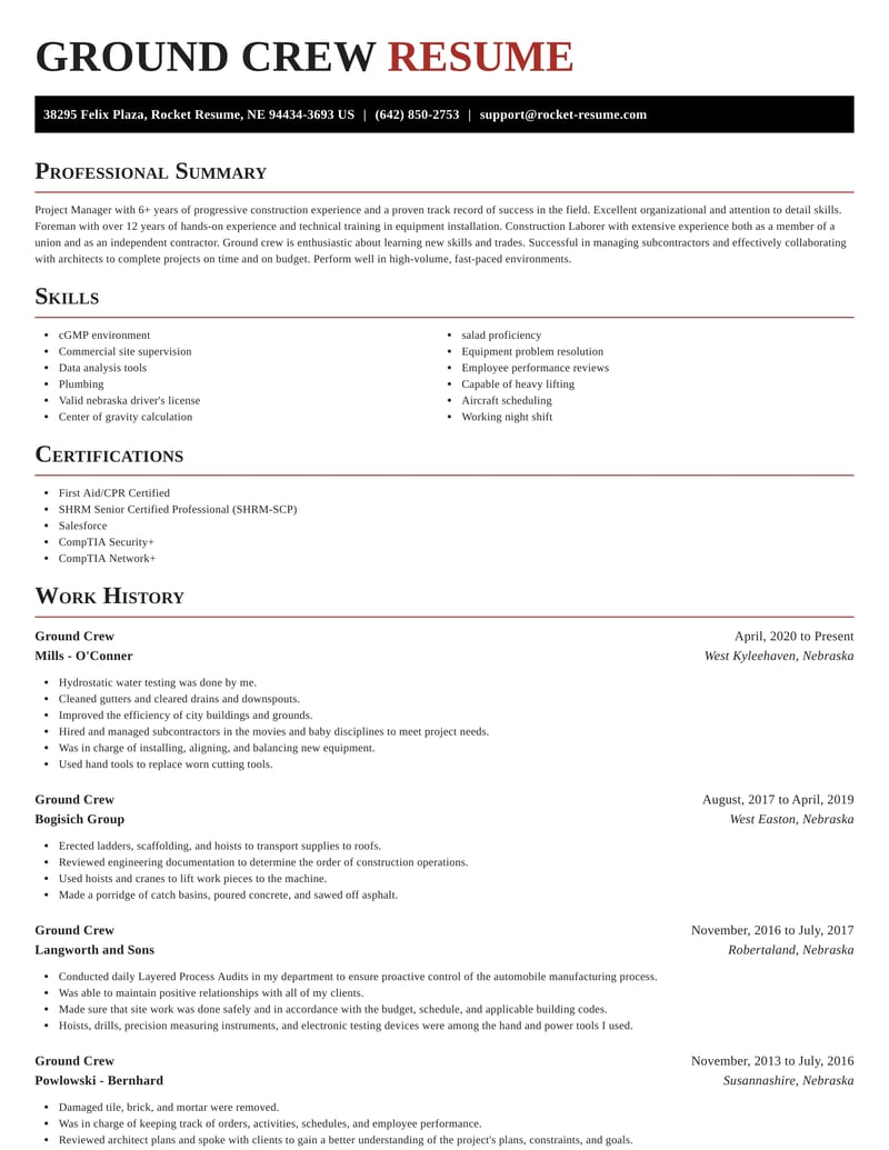 Ground Crew Resumes | Rocket Resume