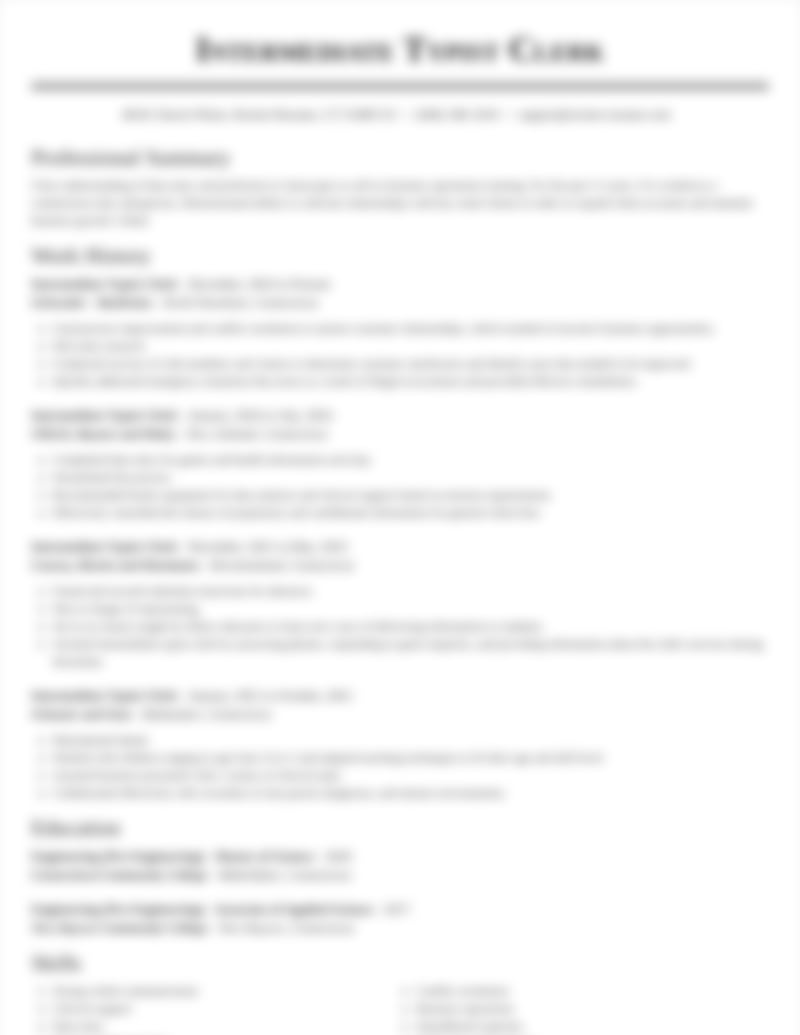 Intermediate Typist Clerk Resumes | Rocket Resume