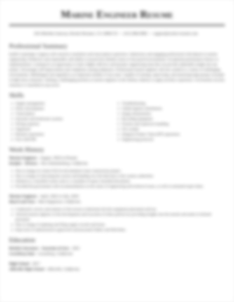 Marine Engineer Resumes | Rocket Resume