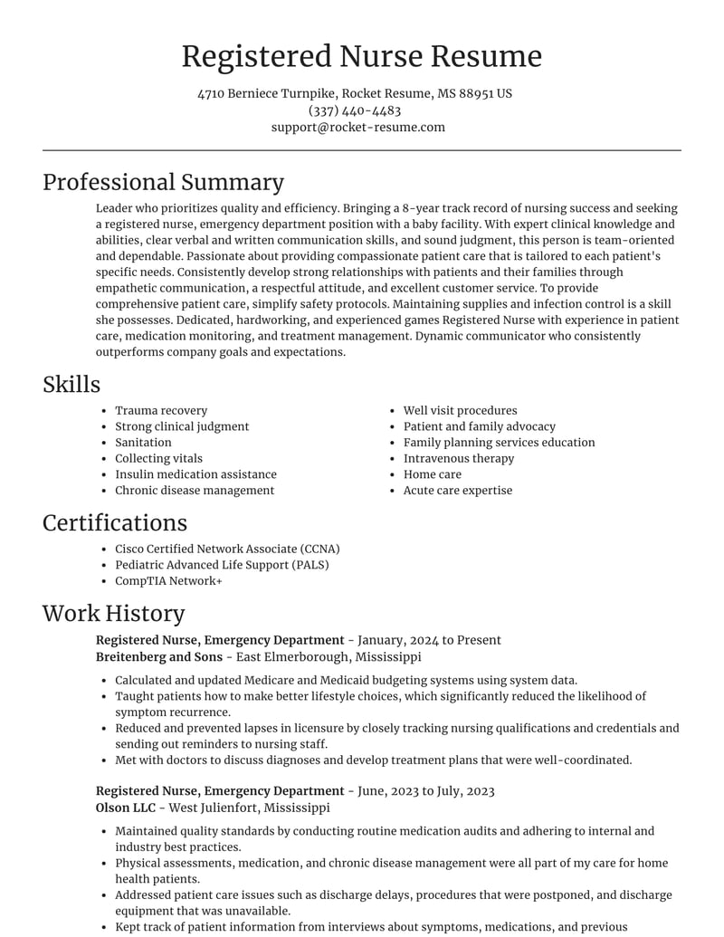 Emergency Nurse Resume