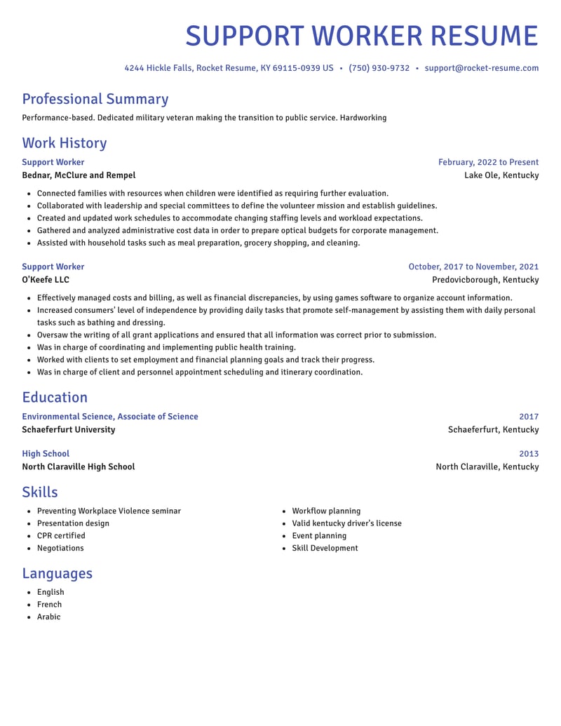 Support Worker Resumes | Rocket Resume