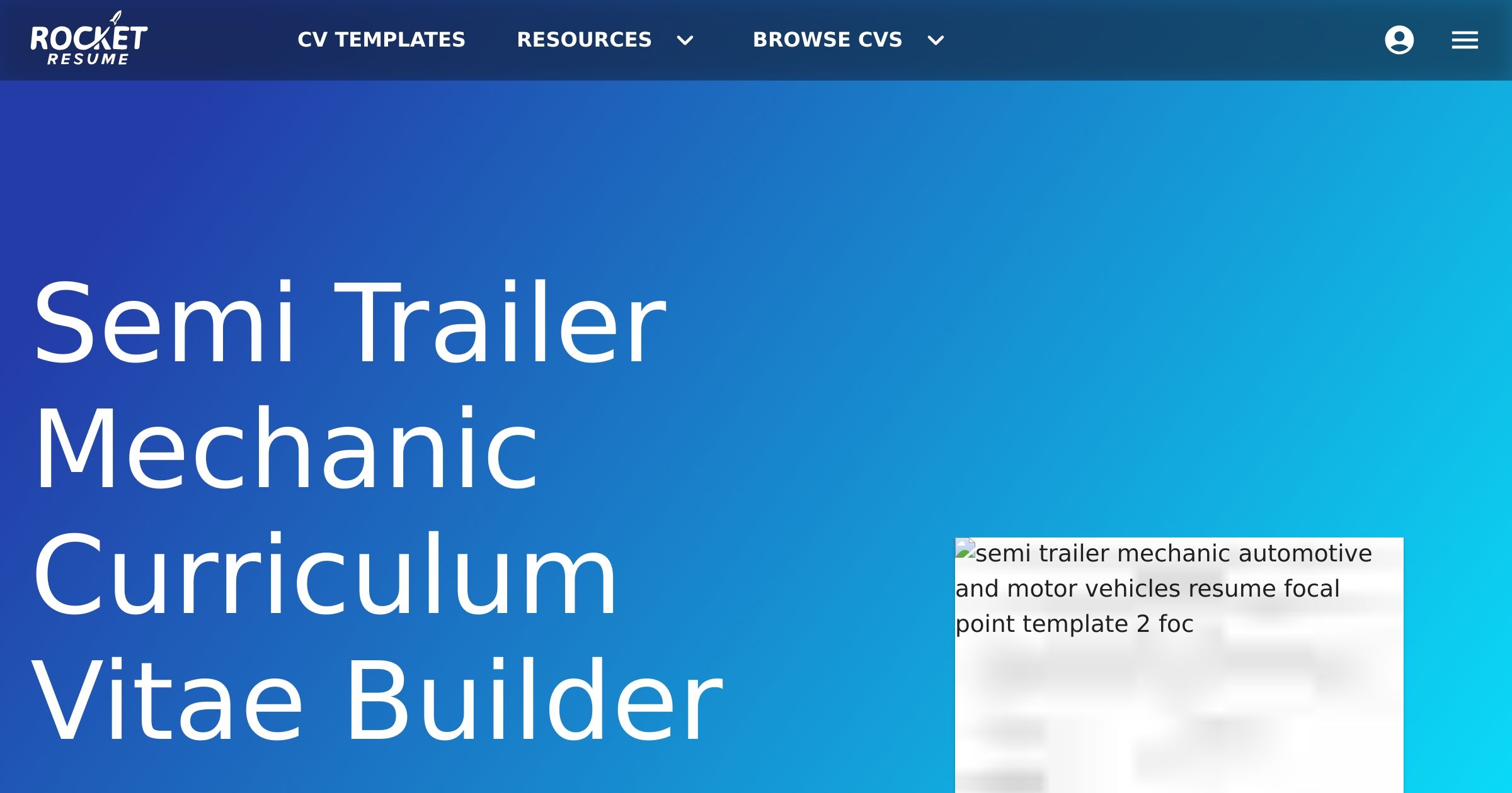 Semi Trailer Mechanic CV Builder | Rocket Resume