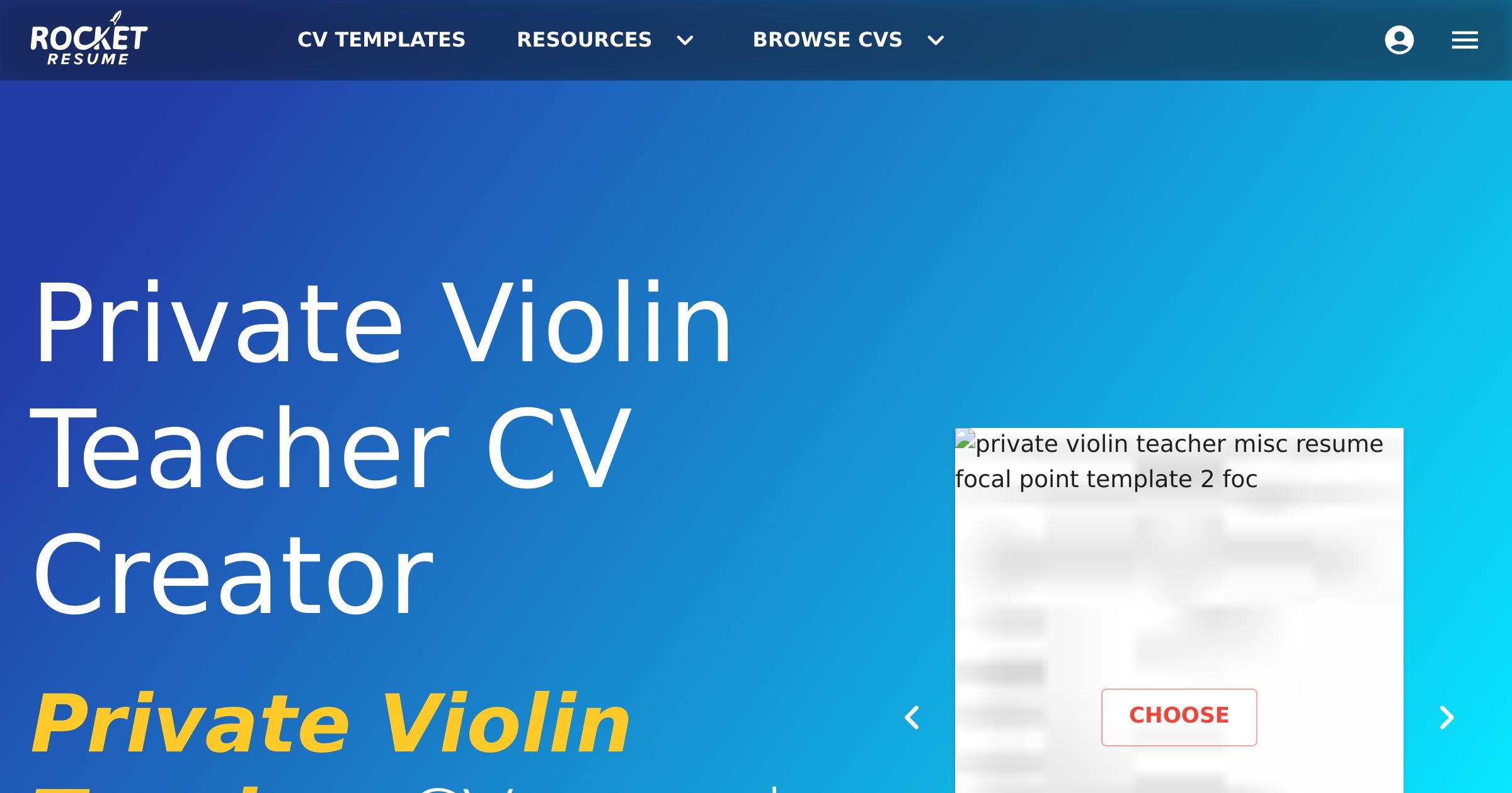 Private Violin Teacher CV Creator | Rocket Resume