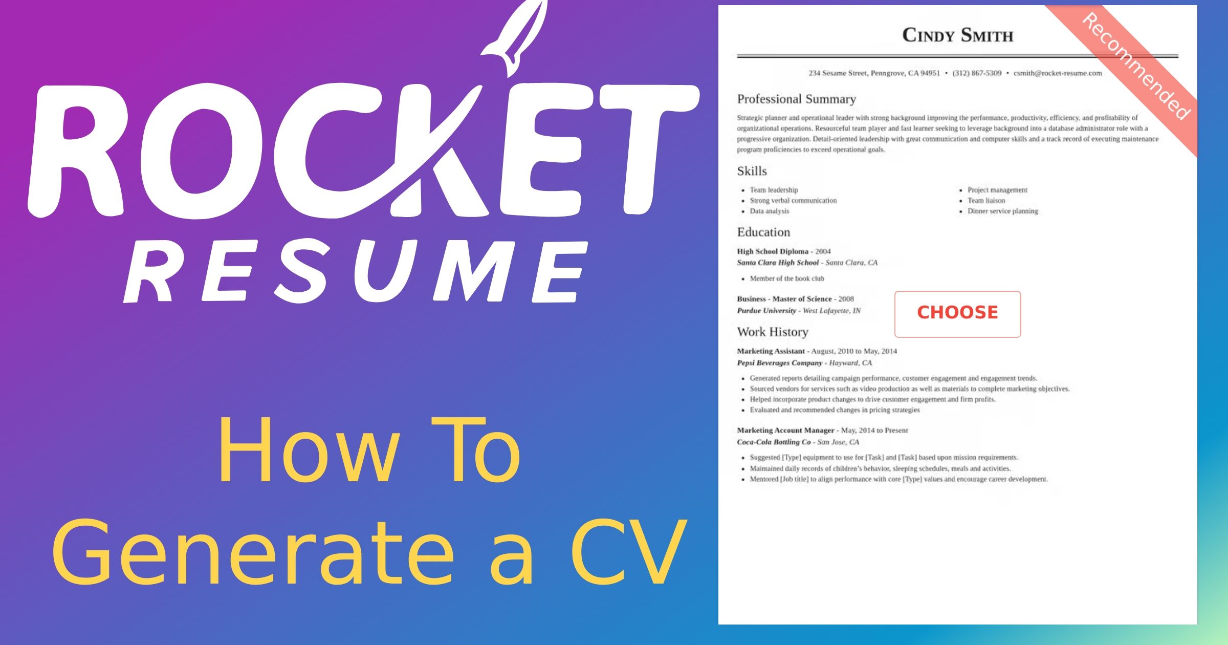 Generate Your CV, Free Templates & Examples | Rocket Resume