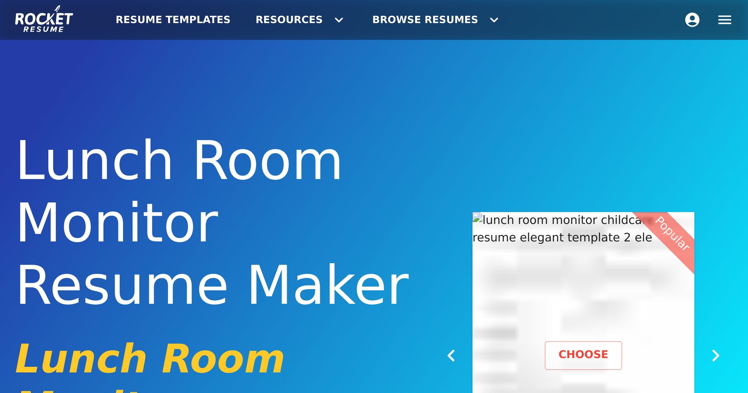 Lunch Room Monitor Resume Maker | Rocket Resume