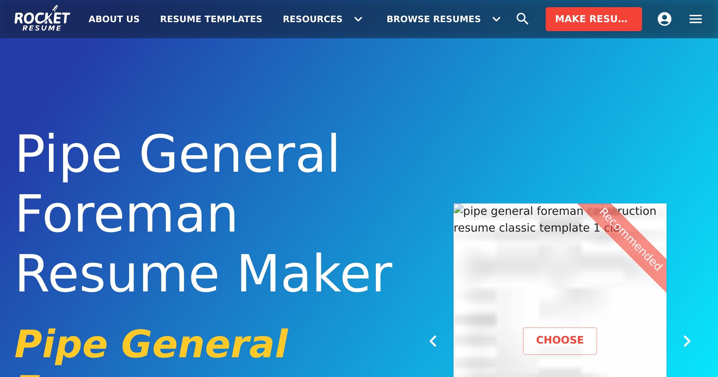 Pipe General Foreman Resume Maker | Rocket Resume