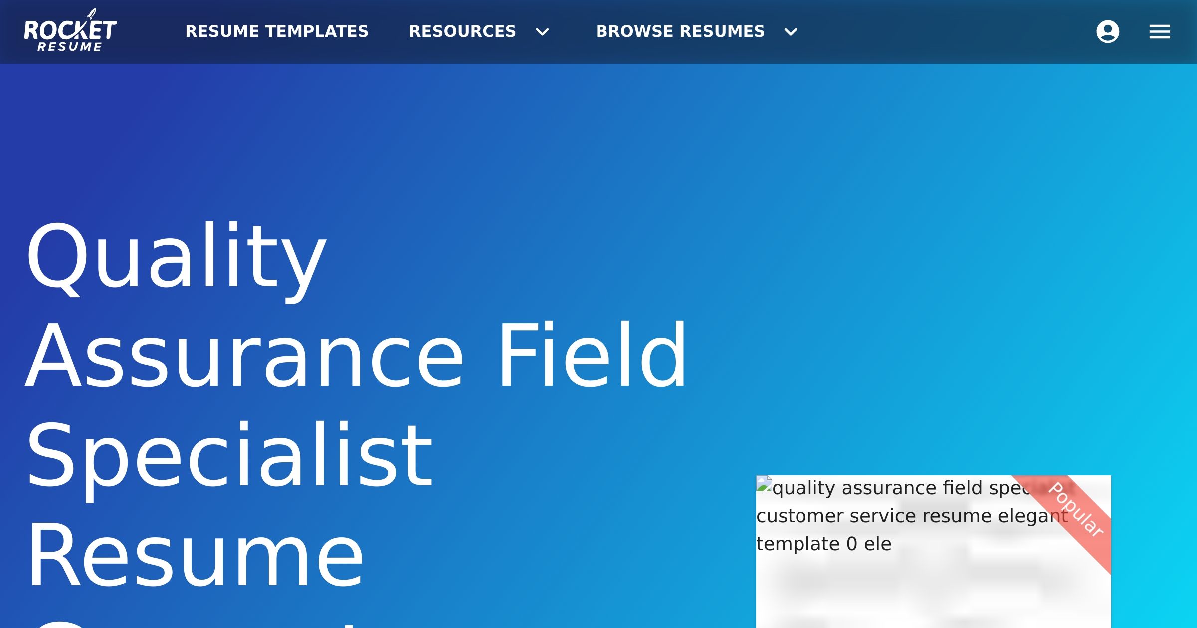 Quality Assurance Field Specialist Resume Generator | Rocket Resume