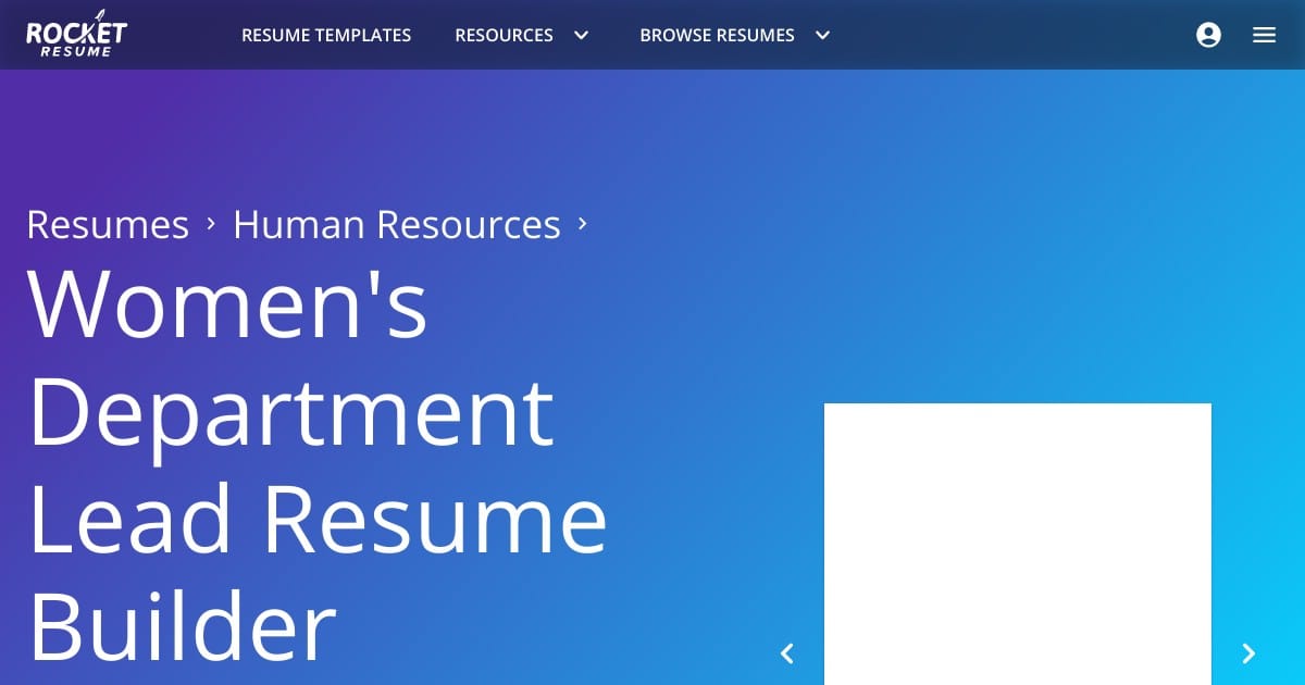 Women's Department Lead Resume Builder | Rocket Resume