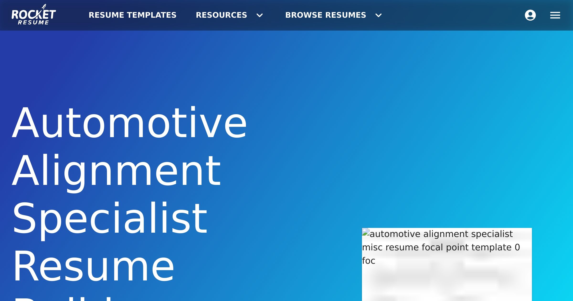 Automotive Alignment Specialist Resume Builder | Rocket Resume