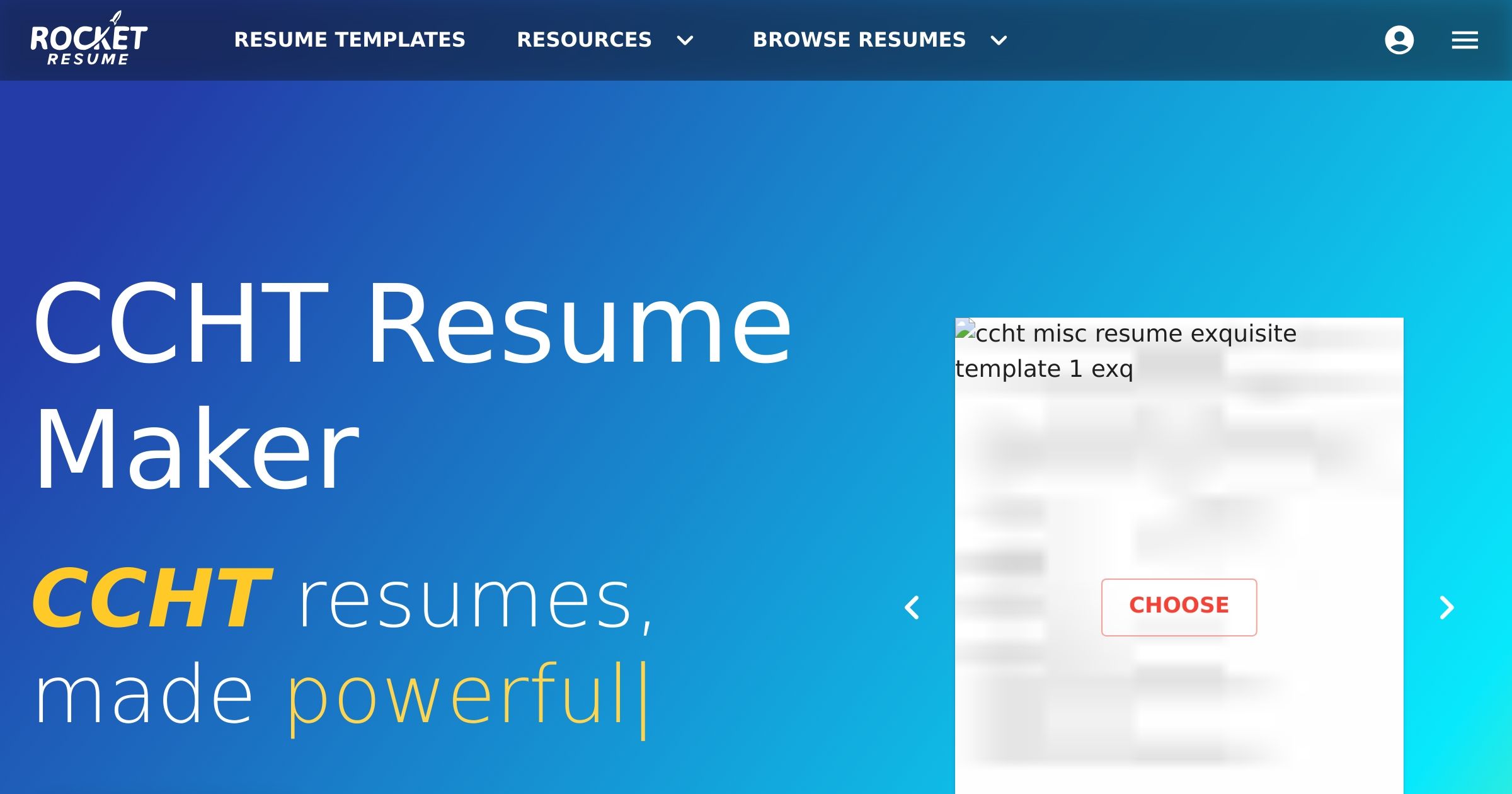 CCHT Resume Maker | Rocket Resume