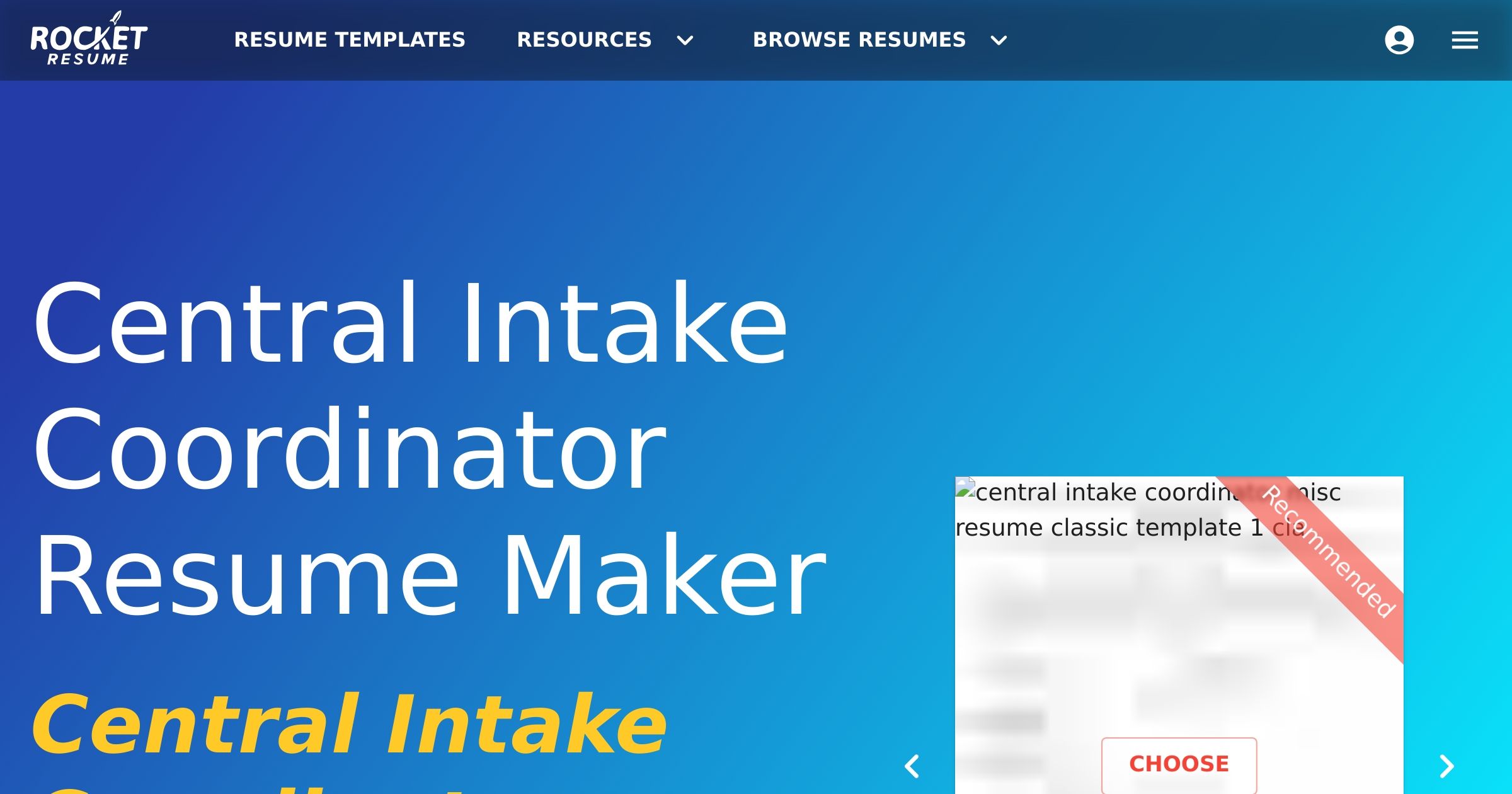Central Intake Coordinator Resume Maker | Rocket Resume