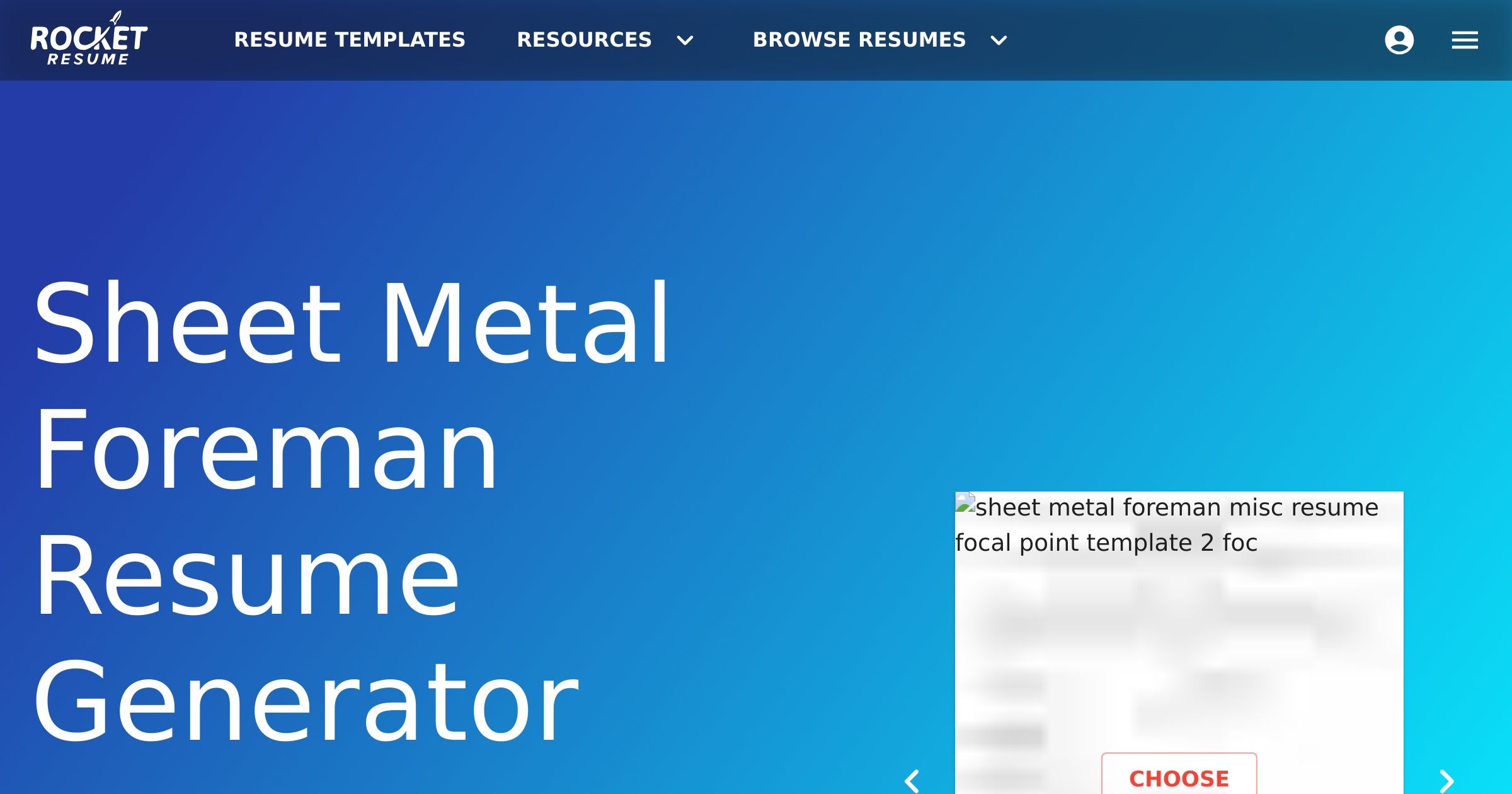Sheet Metal Foreman Resume Generator | Rocket Resume