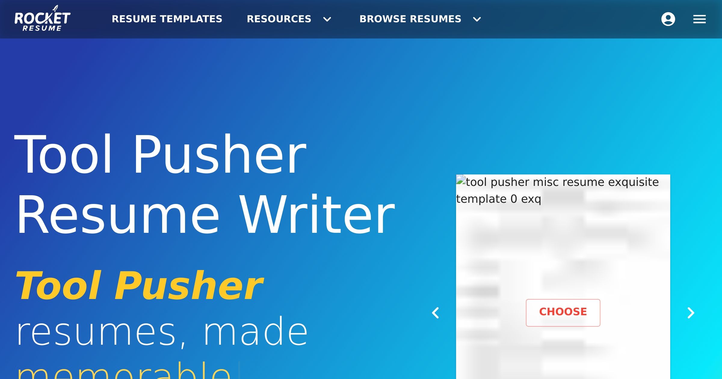 Tool Pusher Resume Writer | Rocket Resume