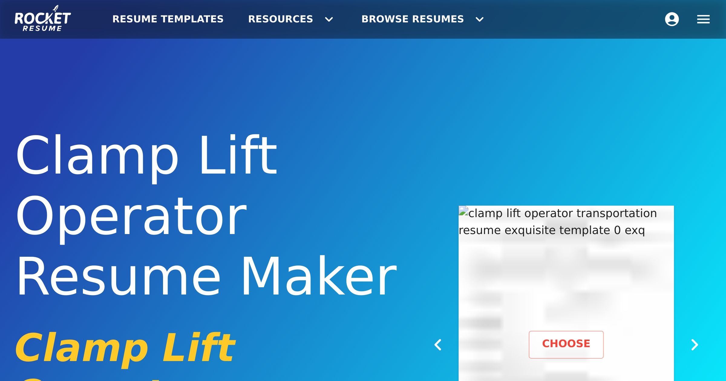 Clamp Lift Operator Resume Maker | Rocket Resume