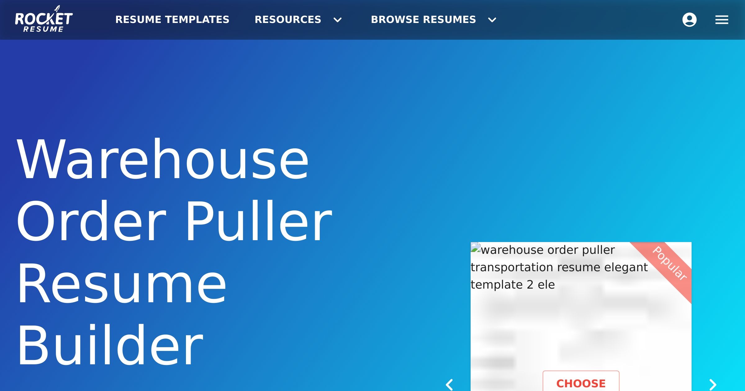 Warehouse Order Puller Resume Builder | Rocket Resume