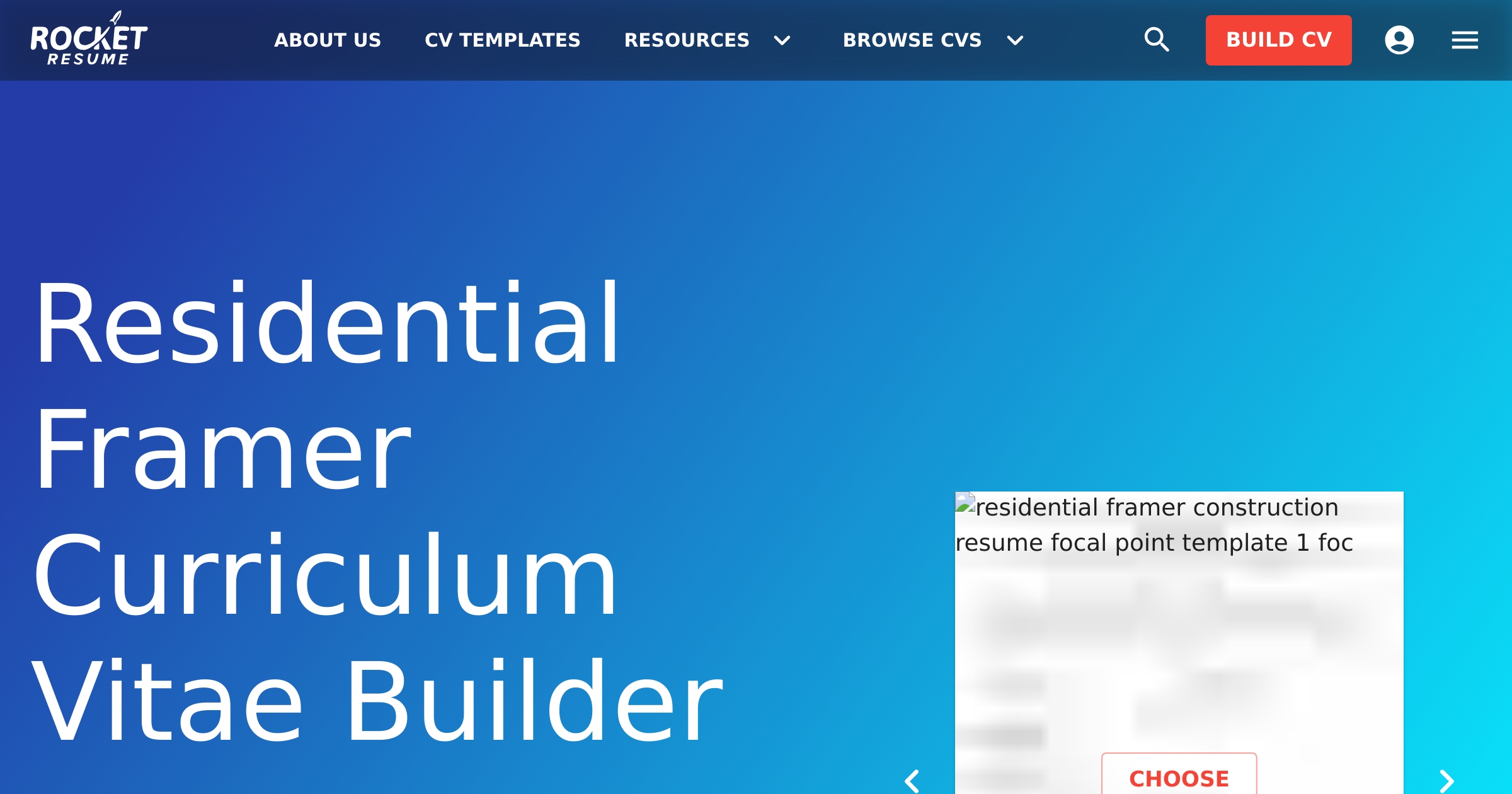 Residential Framer CV Builder | Rocket Resume